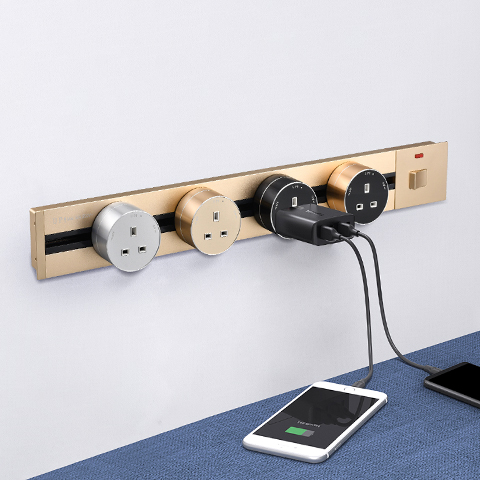 Safety Track Power Socket / 60CM Home Design Din Rail Socket / Smart ...